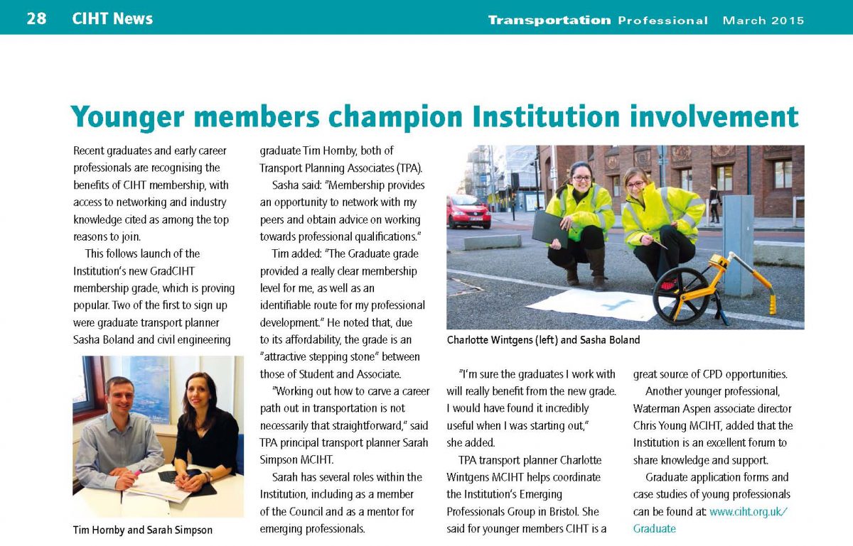 Supporting CIHT Membership - TPA